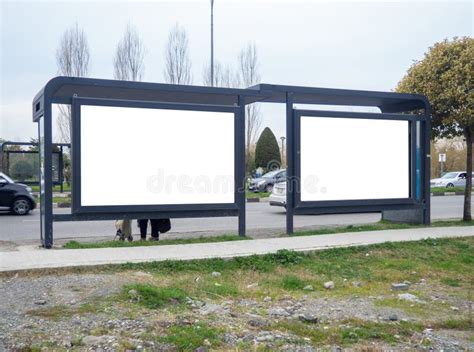 Mockup At A Public Transport Stop Empty White Space For Advertising
