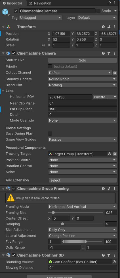 Cinemachine Confiner 3d Doesnt Seem To Confine A Perspective Camera