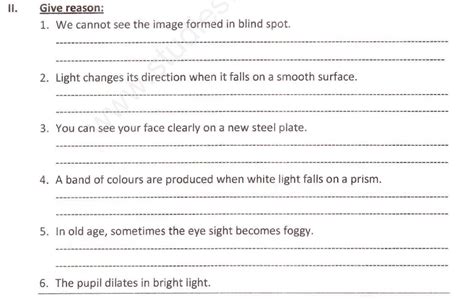 Cbse Class 8 Science Light Assignment