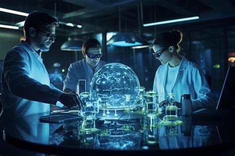 Premium Ai Image Three Scientists Working On Advanced Computer