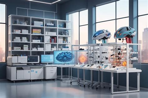 Premium Photo Showcase A Corner Of The Lab Dedicated To Neuroscience With Brain Models And Eeg