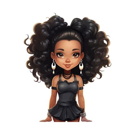 Premium Vector Cute Ebony Girl Cartoon Vector Illustration