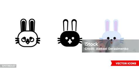칼라 흑백 윤곽선 3가지의 가와이 아이콘 격리된 벡터 기호 기호 만화 스타일에 대한 스톡 벡터 아트 및 기타 이미지 만화 스타일 토끼 0명 Istock