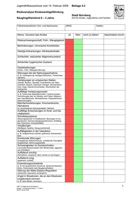 Vorlage Risikoanalyse Kindeswohlgefährdung Jugendamt Der