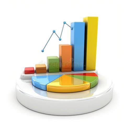 Colorful 3d Bar And Pie Chart Showing Business Growth And Statistics Stock Illustration