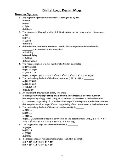 Dld Mcqs Pdf Logic Gate Digital Electronics