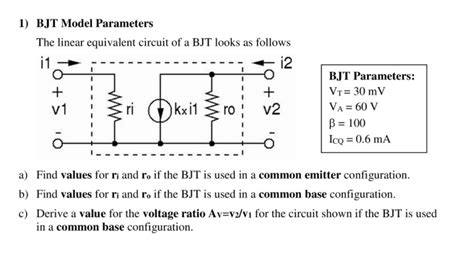 Solved The Linear Equivalent Circuit Of A Bjt Looks As