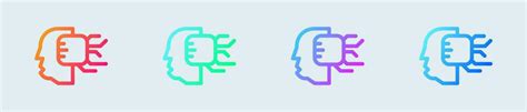 Artificial Intelligence Line Icon In Gradient Colors Brain Signs