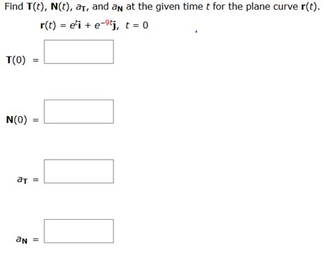 Solved Find T T N T AT And AN At The Given Time T For Chegg Com