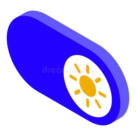 Sun Mode Toggle Button Showing Light Setting In Isometric View Stock