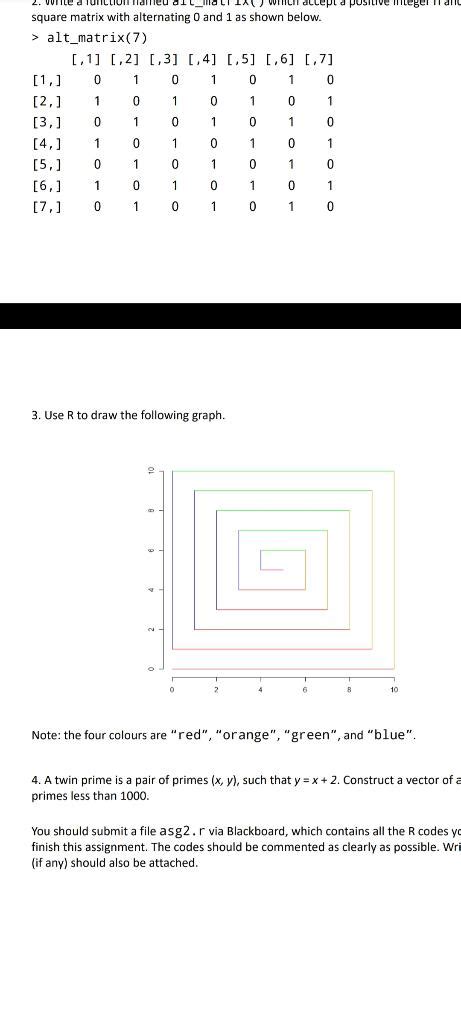 Solved Square Matrix With Alternating 0 And 1 As Shown