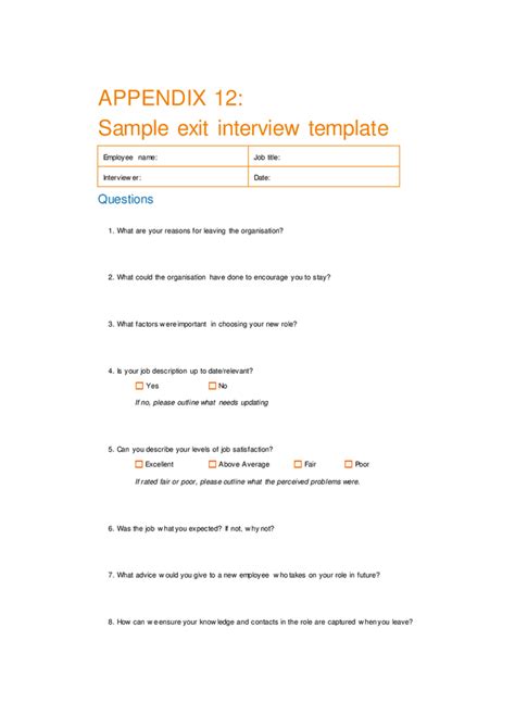 sample exit interview template in word and pdf formats
