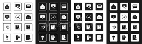 Set Speech Bubble Chat Paper Plane Received Message Concept Outgoing Mail Envelope With