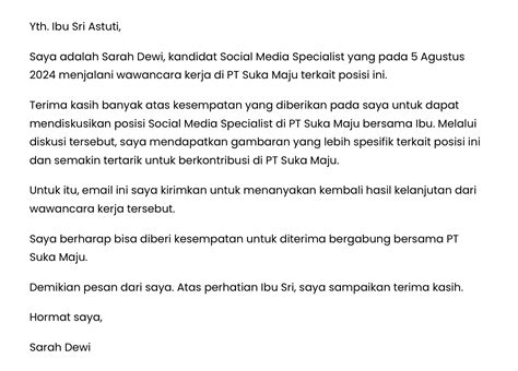 12 Cara Follow Up Menanyakan Hasil Interview Kerja Contoh Email And Wa