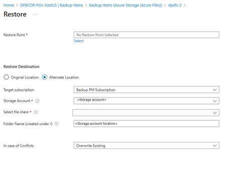 Restore Azure Files Azure Backup Microsoft Learn