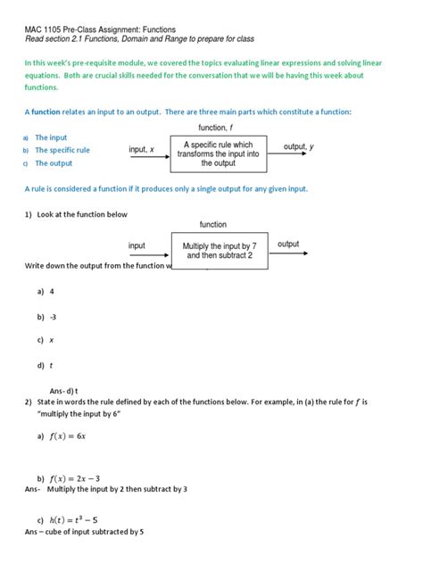 Pre Class Collegue Algbra 1 Download Free Pdf Domain Of A Function Function Mathematics