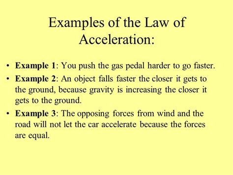 Law Of Acceleration Examples