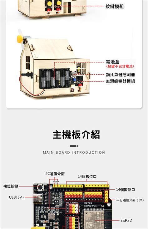 教育套件 Keyes Esp32 Diy智慧小木屋 物聯網 Python 防呆款 Arduino 教學套件 蝦皮購物