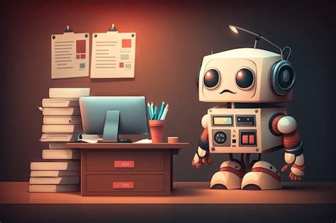 Premium Photo Cute Robot Assistant Helping Busy Office Worker With Filing And Other Tasks