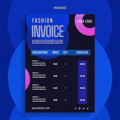 Plantilla De Factura De Tendencias De Moda Degradada Archivo Psd Premium