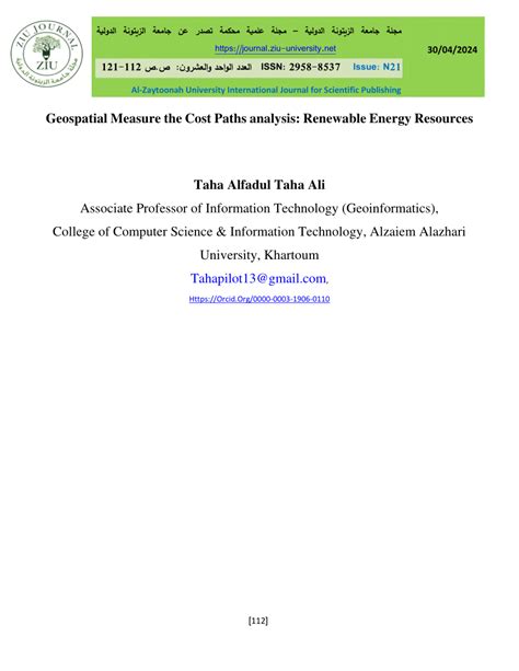 Pdf Geospatial Measure The Cost Paths Analysis Renewable Energy Resources