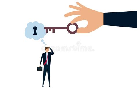 Business Support Or Help To Solve Problem Businessman Thinking With Idea As A Keyhole With