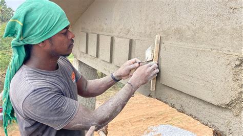 Plastering Front Wall Elevation Border Creative Design Accurately With