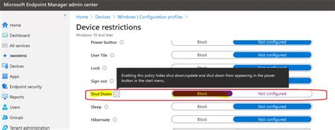 avd disable shutdown button for windows 10 devices using intune htmd blog
