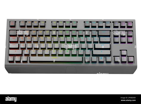 Realistic Computer Keyboard With Black Chrome Texture Isolated On White