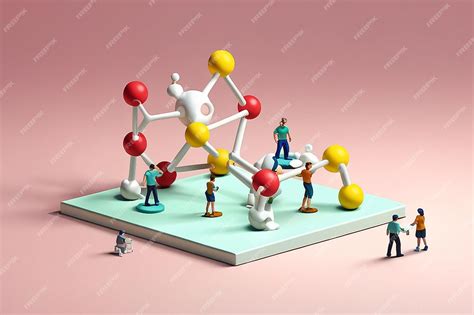 Molecular Structure And Genetic Research Tiny People Analyzing Molecule Model Premium Ai