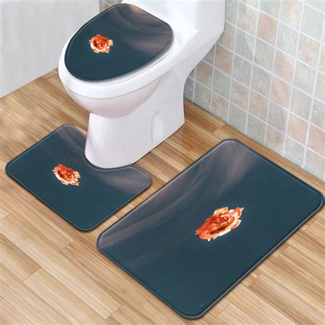 Badu Bg Постелки за баня с печатен пейзаж Тоалетна подова подложка Комплект килими за баня