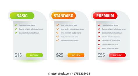 Tariff Comparsion Table Web Ui Template Stock Vector Royalty Free 1606857637 Shutterstock