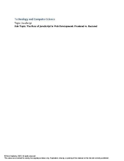 20 Prompts The Role Of Javascript In Web Development Frontend Vs