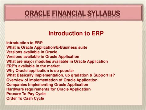 Oracle Financials Functional Training In Hyderabad