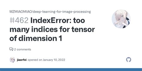 Indexerror Too Many Indices For Tensor Of Dimension 1 · Issue 462