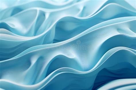 Abstract Blue Waves 3d Render Of Fluid Smooth Serene And Elegant Undulating Forms Creating