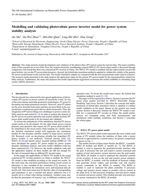 the journal of engineering 2017 ma modelling and validating photovoltaic power inverter