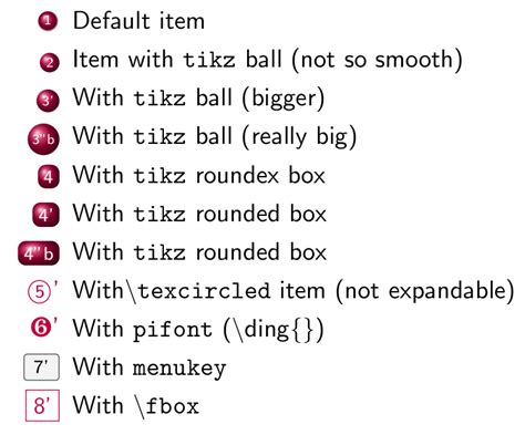 Lists Writing Inside A Ball In A Itemizeenumerate In Beamer Tex