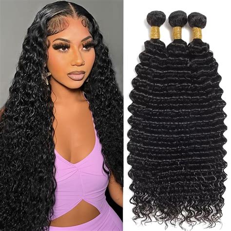 Deep Wave Human Hair Bundles 12 14 16 Inch Deep Wave