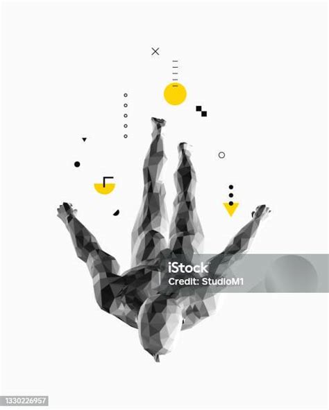 점프 남자 떨어지는 남자의 전체 길이 보기 아래로 내려다 3d 벡터 그림입니다 스카이 다이빙에 대한 스톡 벡터 아트 및 기타 이미지 스카이 다이빙 일러스트레이션 슈퍼
