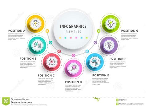 Business 7 Step Process Chart Infographics With Step Circles Ci Stock