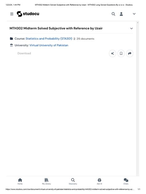 Mth302 Midterm Solved Subjective With Reference By Uzair Mth302 Long Solved Questions By W W W