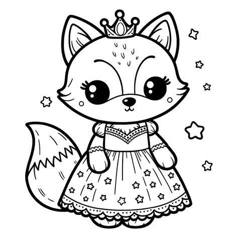 Раскраска Милая лисичка в платье распечатать или скачать