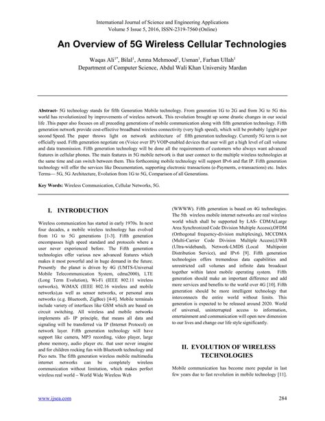 An Overview Of G Wireless Cellular Technologies PDF