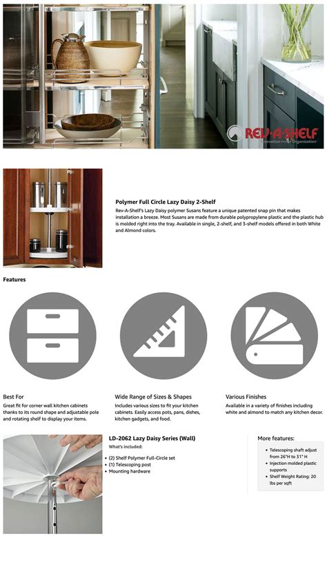 Rev A Shelf Shelf White In Lazy Susan Full Circle Polymer LD The Home Depot