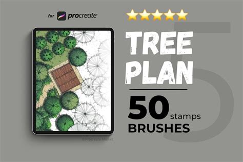 50 Procreate Tree Brushes Tree Stamp Set Procreate Brush Pack Landscape Element Brush