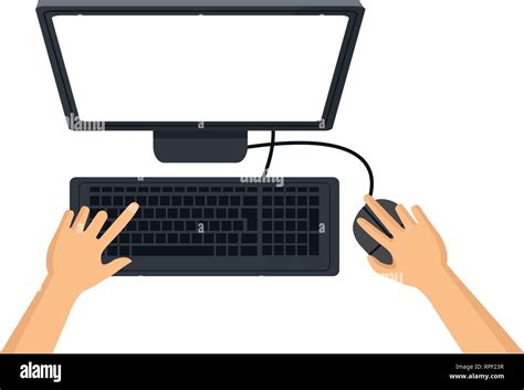 Hands Using Computer Technology Stock Vector Image Art Alamy