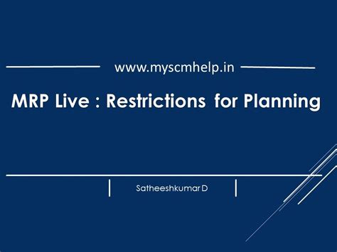 Sap S4 Hana Mrp Live Restrictions Satheeshkumar Dhandapani Posted On The Topic Linkedin