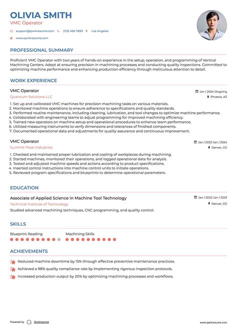 10 Vmc Operator Resume Samples And Templates For 2025