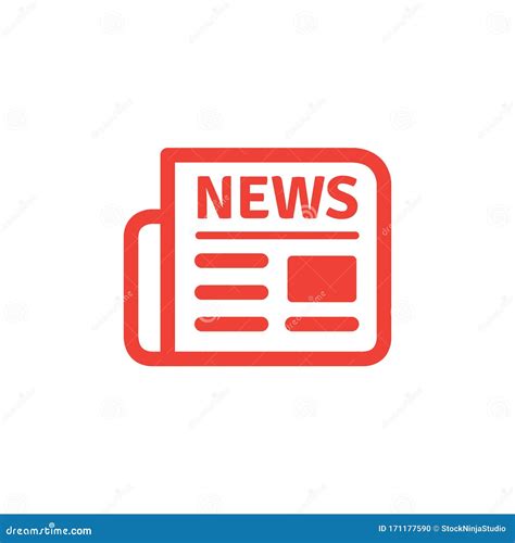 Newspaper Red Icon On White Background Red Flat Style Vector Illustration Stock Vector